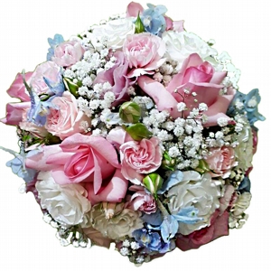 Buque de Noiva com Rosas e Mini Rosas Cor de Rosa, Delfinus, Lisiantos ...